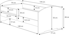 ADRK Furniture Postel s matrací PEPE GIRL WITH WINGS 140x70 CH-Pep-Gir-Wing-140-n-E605