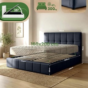 Postel Ladia látka 160x200 cm – tmavě šedá