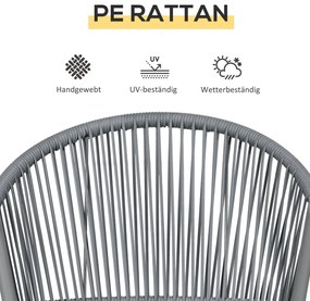 Outsunny Stylová sedací souprava 2 zahradní křesla konferenční stolek balkonový nábytek, šedý ocelový rám, ideální pro zahradu a terasu | Aosom.de