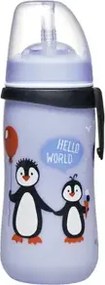 NIP Straw cup láhev s brčkem PP 330ml modrá / od 12 měsíců