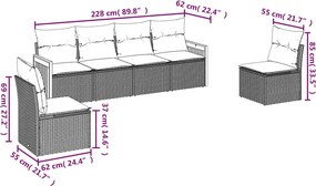 6dílná zahradní sedací souprava s polštáři černá polyratan 3227541
