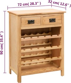 Skříňka na víno 72 x 32 x 90 cm masivní dubové dřevo 247043