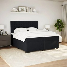 Box spring postel s matrací černá 200x200 cm samet 3291016