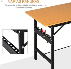 HOMCOM Skládací pracovní stůl s pravítkem Nosnost 100 kg 100x60x75,5 cm Přirozená a černá