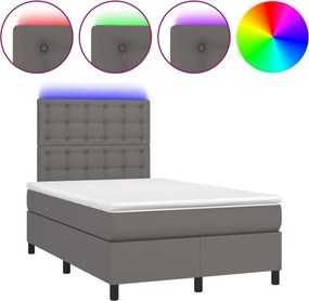 Box spring postel s matrací a LED šedá 120x200 cm umělá kůže 3135937