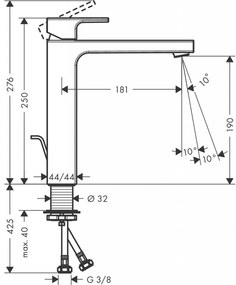 Hansgrohe Vernis Shape - Páková umyvadlová baterie 190 s odtokovou garniturou, černá matná 71562670