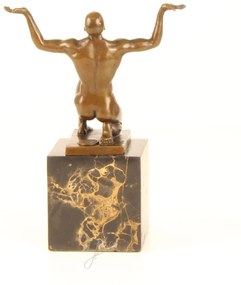 Erotická bronzová socha - Nahý muž vkleče