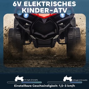 AIYAPLAY Dětská čtyřkolka elektrická 6V, dětská čtyřkolka s funkcí vpřed-zpět, hudbou, LED světlomety, červená
