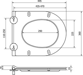 Mexen zpomalující prkénko slim, duroplast, bílý lesk - 39050100