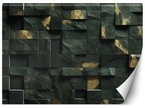 Fototapeta, Zelená mozaika kostka 3D - 300x210 cm