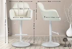 Barová židle Natoma látka bílá konstrukce – krémová