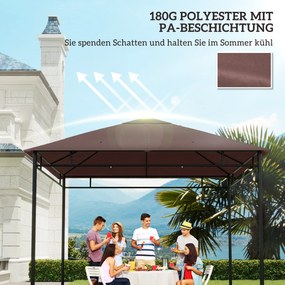 Outsunny náhradní střešní altán 2,93x2,93 m kryt altánu proti slunci z polyesteru v kávové barvě, ideální pro zahradu a terasu | Aosom.de