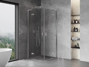 Mexen Mist-H L Duo, 2-křídlý ​​sprchový kout 80 x 80 cm, čiré sklo, chromový profil, 8A5L-080L-080P-01-00