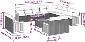 14dílná zahradní sedací souprava s poduškami černá polyratan 3260614