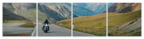 Malvis ® Obraz Na motorce v horách Velikost (šířka x výška): čtyřdílné panorama - 120x30 cm