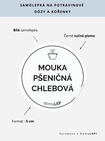 MOUKA PŠENIČNÁ CHLEBOVÁ - omyvatelná samolepka na dózu, výběr rozměrů Ø 5 cm / 5 x 5 cm / 6 x 8 cm | DomaLEP