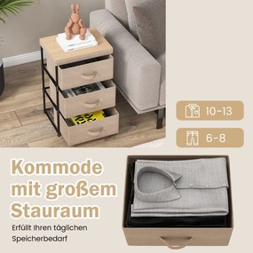 Costway Noční stolek s látkovými zásuvkami s kovovým rámem – 40 × 30 × 62 cm