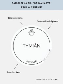 Samolepka na kořenky TYMIÁN bílá 5 cm základní písmo