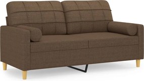 2místná pohovka s polštáři hnědá 140 cm textil 3200785