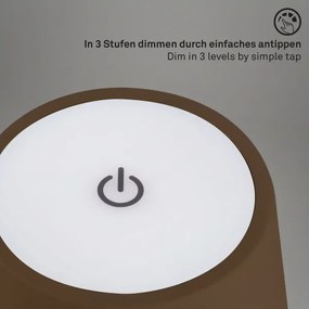 Brilo - LED St nab dotyk stolní lampa KIKI LED/2,6W/5V IP44 2600 mAh hnědá