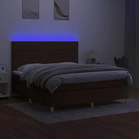 Box spring postel s matrací a LED tmavě hnědá 160x200 cm textil 3135448