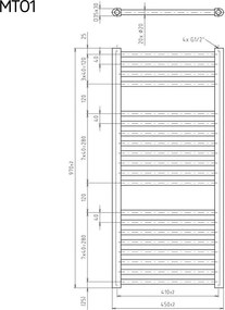 Mereo Mereo, Otopný žebřík rovný, bílý, MT01