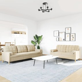 2dílná sedací souprava s polštáři krémová textil 3278337