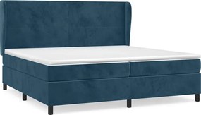 Box spring postel s matrací tmavě modrá 200x200 cm samet 3129115