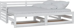 vidaXL Výsuvná denní postel 2 × (90x200 cm) masivní borové dřevo [3083710] Barva: Bílá