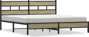 Kovový rám postele bez matrace dub sonoma 180 x 200 cm 3308495