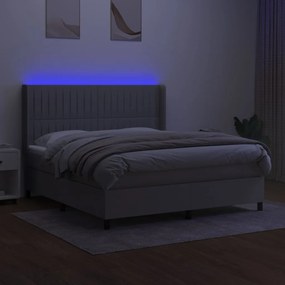 Box spring postel s matrací a LED světle šedá 180x200 cm textil 3138493