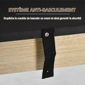 HOMCOM Vysoký Barový Stůl - dim. 112D x 57Š x 106V cm - 3 police - světlý dub-černý povrch