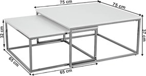 Konferenční stolky, set 2 ks, chrom/bílá, ENISOL TYP 1