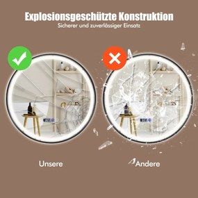 Costway Koupelnové zrcadlo s osvětlením se 3 barevnými LED osvětlením a funkcí