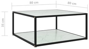 Konferenční stolek bílý 80 x 80 x 35 cm tvrzené sklo - Default Title