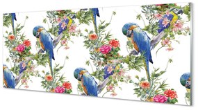 akrylový obraz Ptáci na větvi s květinami 120x60 cm