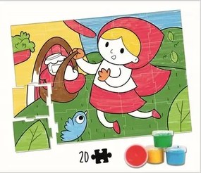 EDUCA Vybarvovací puzzle Červená Karkulka 20 dílků s barvami / od 2 le