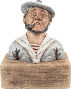 Dekorace figurka námořník s fajfkou na podstavci Rustic - 19*11*24 cm