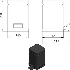 Gedy Gedy, ARGENTA Odpadkový koš 3l, Soft Close, černá matná, 220914