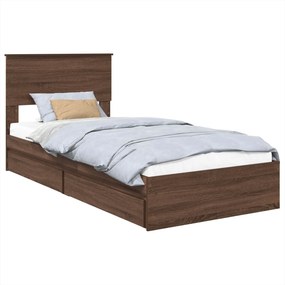 Postel s úložným prostorem se zásuvkou Hnědý dub 75 x 190 cm 3408514