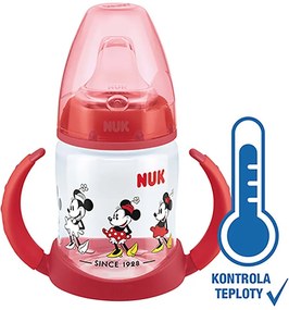 Kojenecká láhev na učení NUK Disney Mickey s kontrolou teploty 150 ml červená Červená