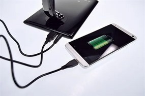 LED stolní lampička stmívatelná USB, 12W, volba teploty světla, černý lesk