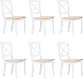 vidaXL Jídelní židle 6 ks masivní kaučukovník [277545] Barva: white and natural