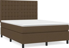 Box spring postel s matrací tmavě hnědá 140x200 cm textil 3142100