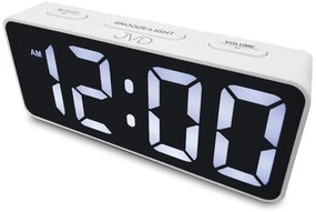 JVD Digitální černý moderní budík do el. sítě JVD SB524.3 s bílými LED číslicemi