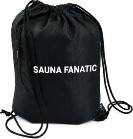 Stahovací batoh Finská sauna „SAUNA FANATIC“ – černý