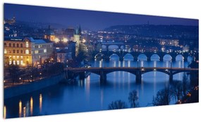 Obraz večerní Prahy (100x40cm)