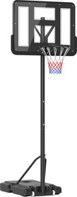 HOMCOM Venkovní Basketball Koš s Nastavitelnou Výškou 220-365 cm, Přenosný Koš s Podstavcem a Koly | Aosom