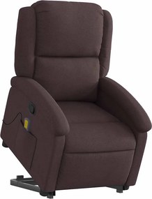 Zvedací masážní polohovací křeslo tmavě hnědé textil 3204181