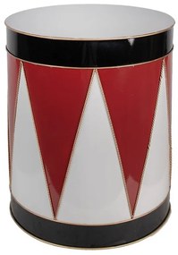 Červeno-bílý vánoční kovový buben Drum L - Ø 43*51 cm